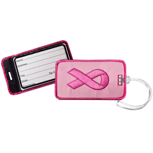 SUI94133A Embroidered Pink Ribbon Luggage Tag - EBID-PR