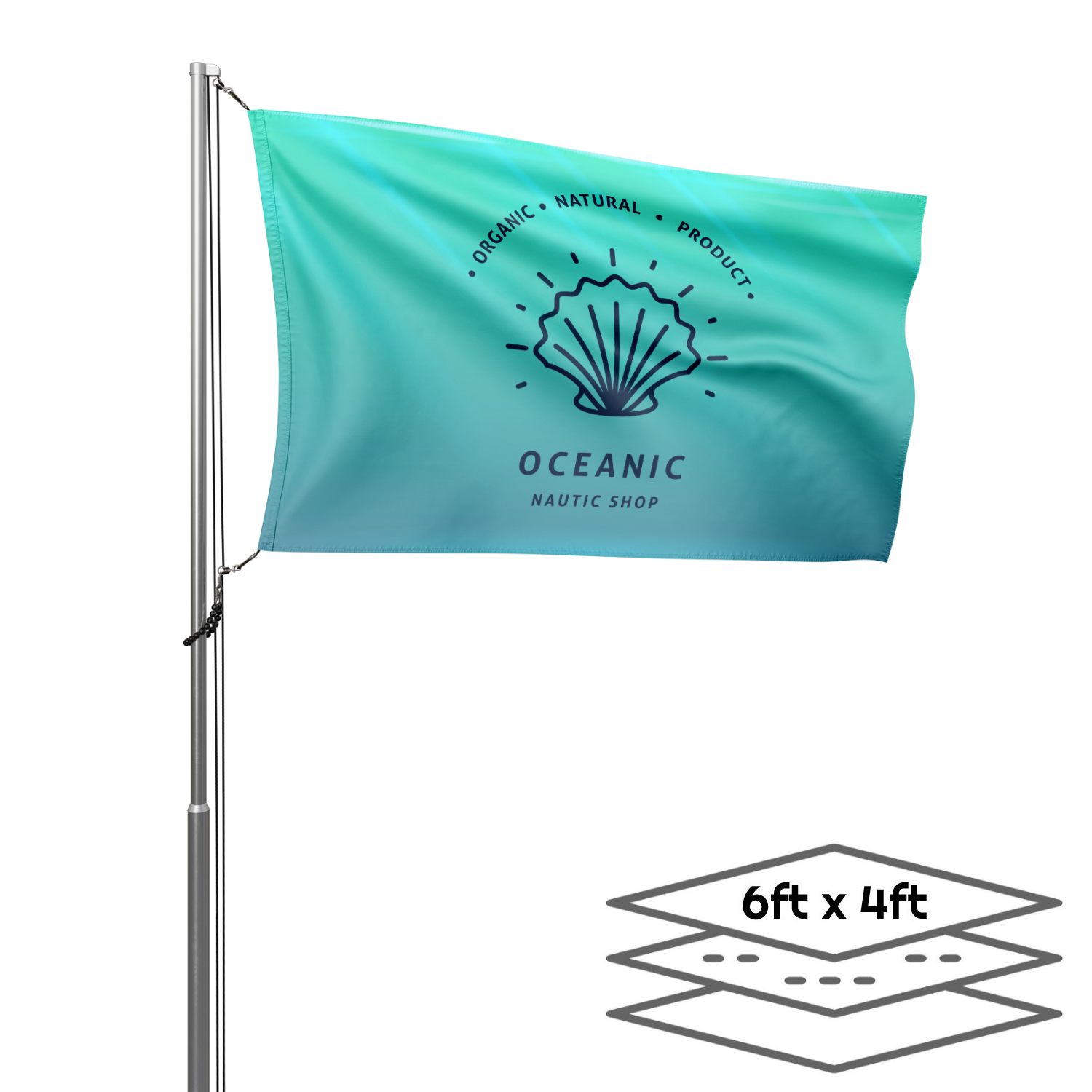 FLG-3L-64, Double-Sided Dye Sublimation 3-Layer 6ft x 4ft Flag