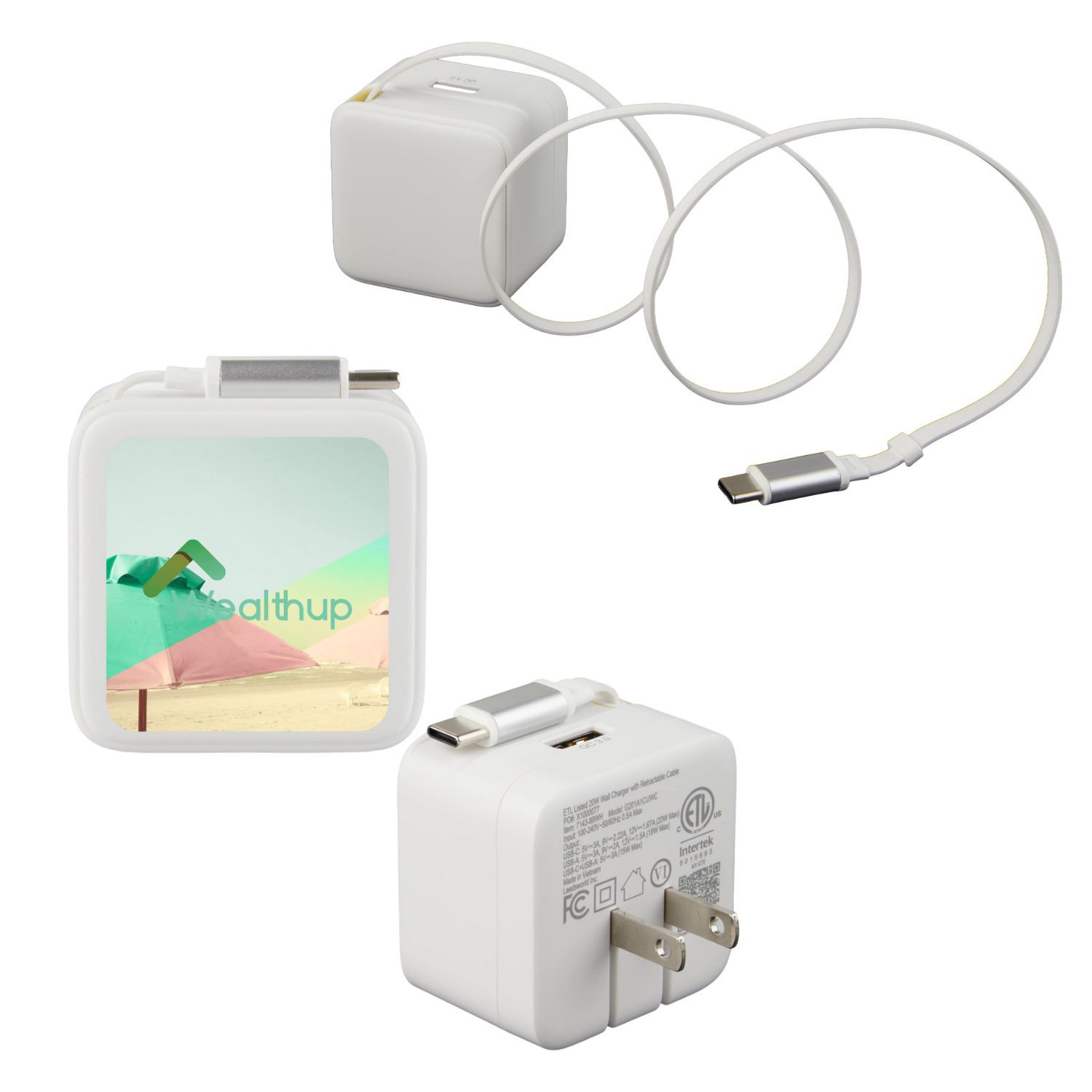 Custom Branded ETL Listed 20W Wall Charger with Retractable Cable | GNP ...